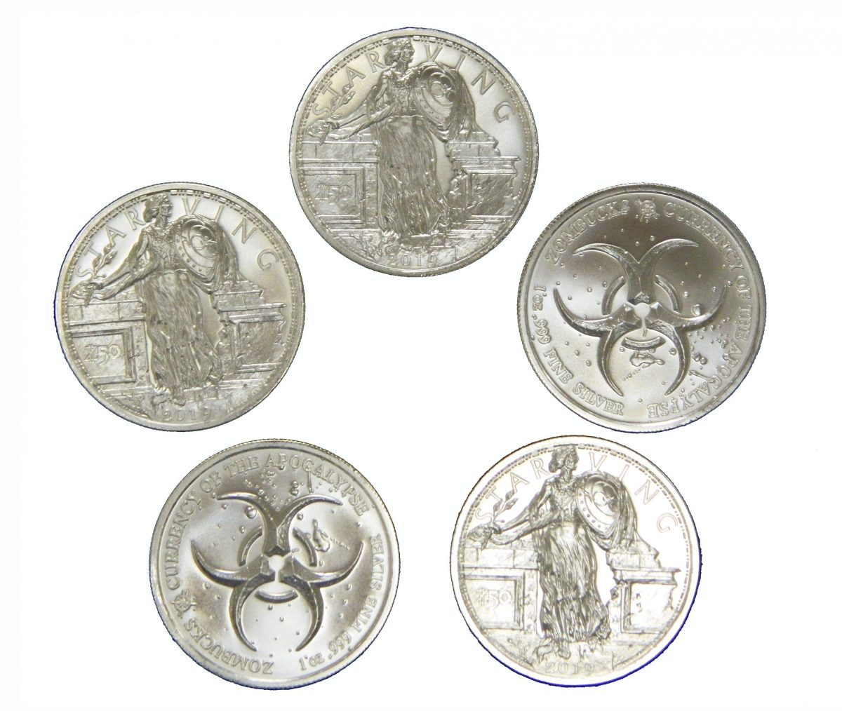 1 Ounce Silver Zombuck Starving Liberty Rounds, .999 Silver – Golden ...